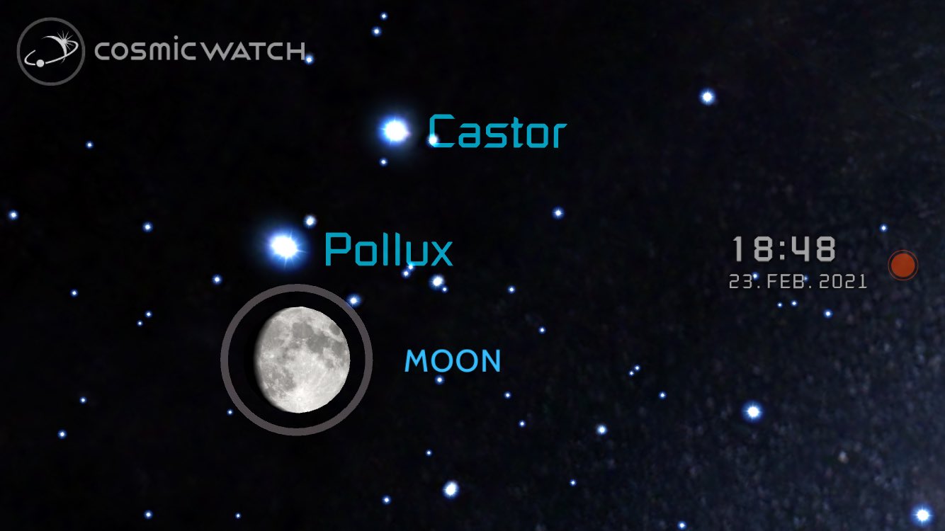 Cosmic Watch on Twitter: "let the moon takes you to the twin stars ⭐️ ⭐️Castor and Pollux from ...