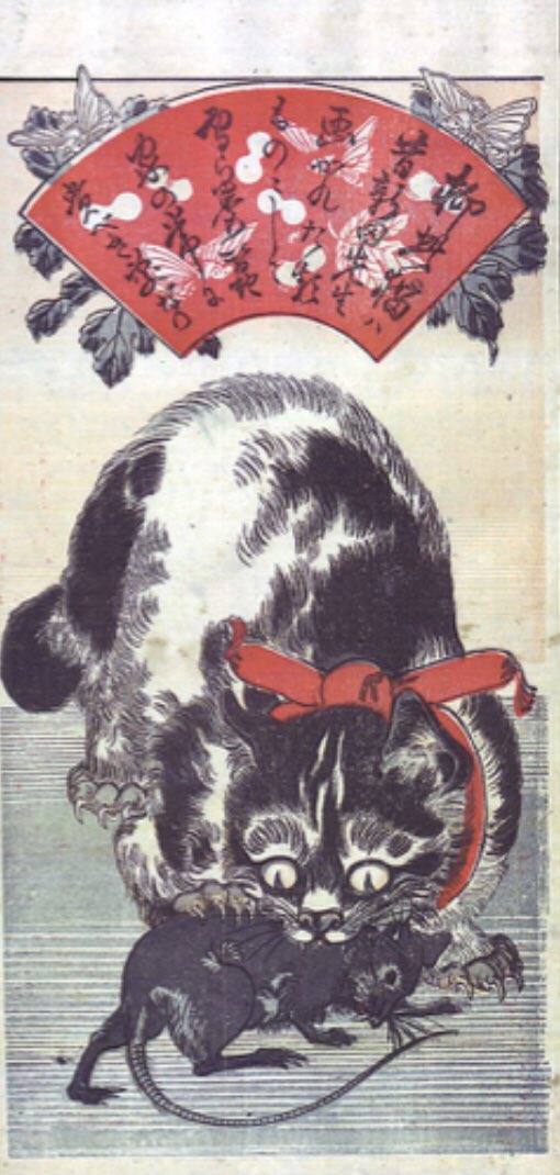 「Inspired by traditional cat drawings used to ward off mice? 」Shatterの漫画