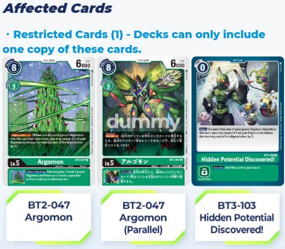 Digimon TCG SP on Twitter: "[NOTICIA] Primeras cartas RESTRINGIDAS en el juego (no baneadas) BT2 ...