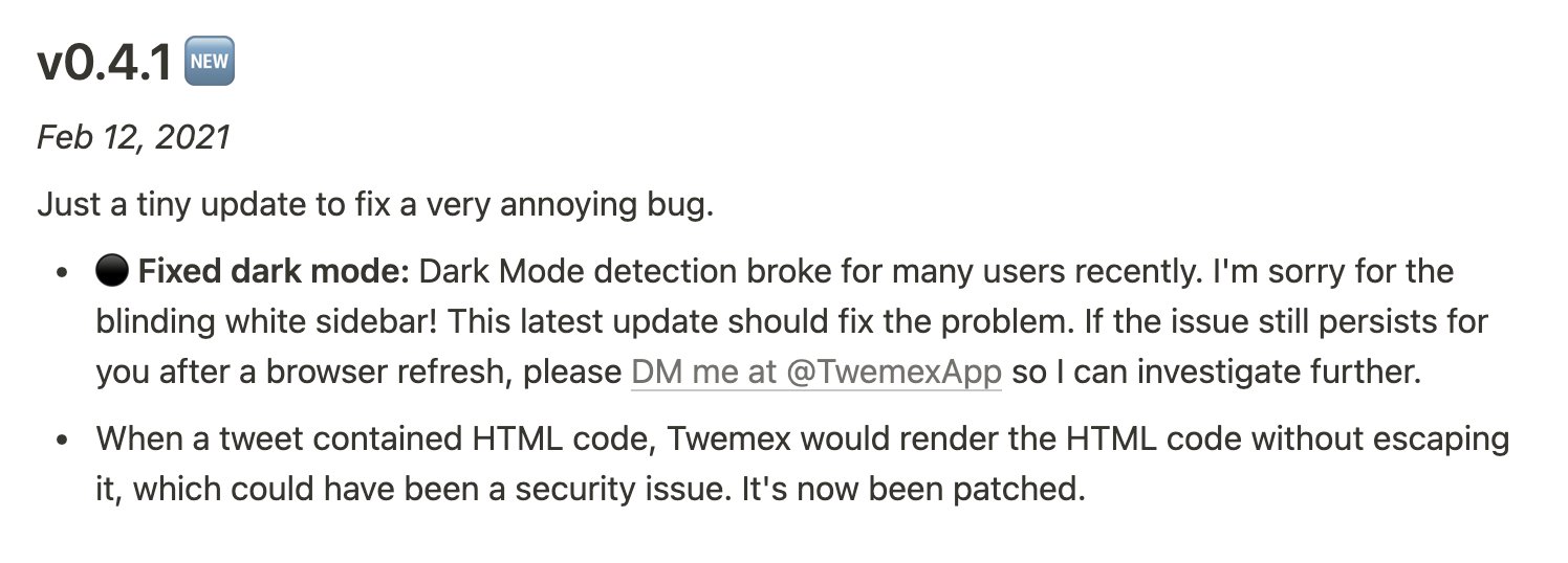 Twemex Sidebar on Twitter: "v0.4.1 available today, with fixed dark mode! Dark Mode detection ...