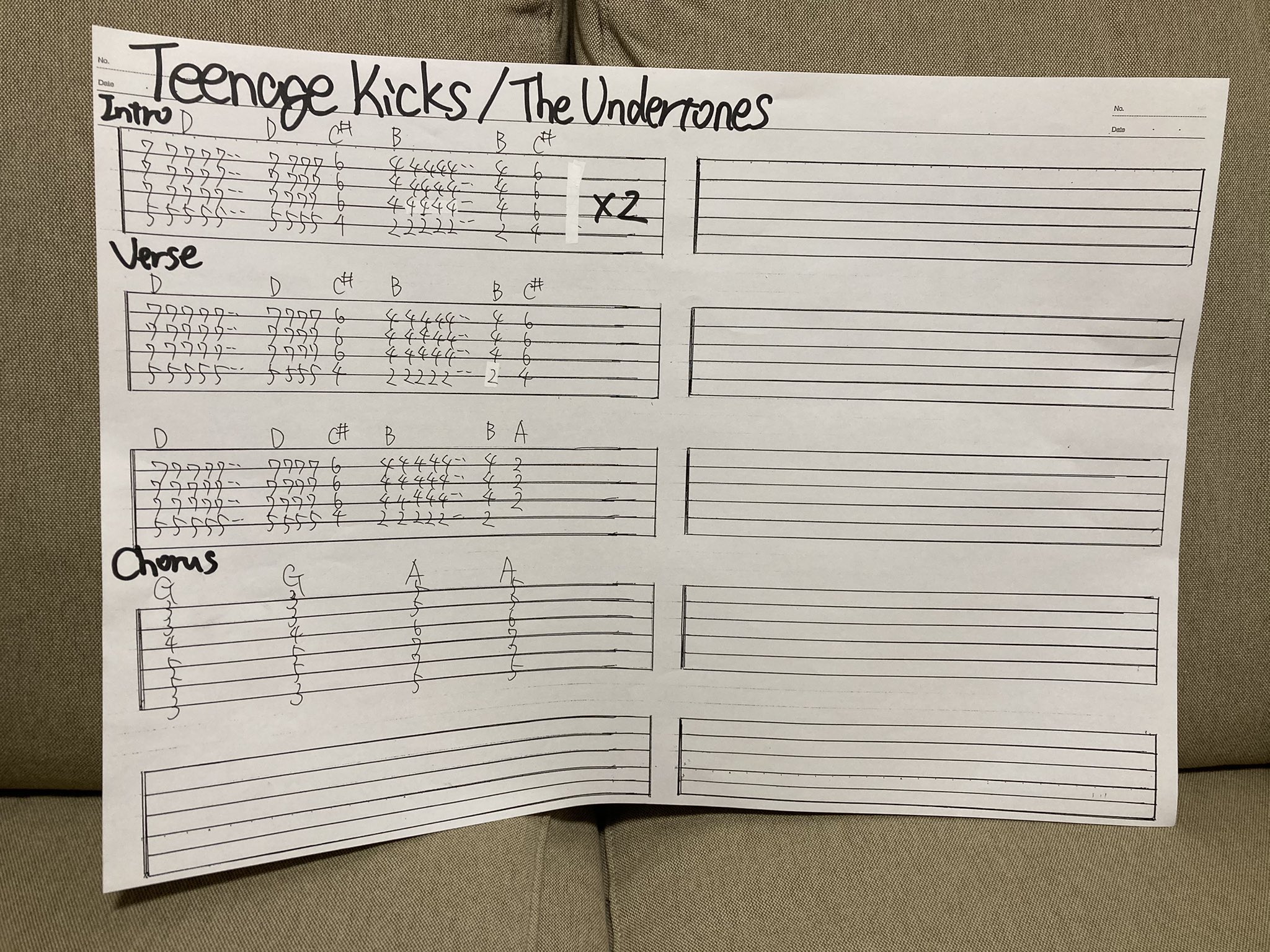 Teenage Kicks Guitar Chords