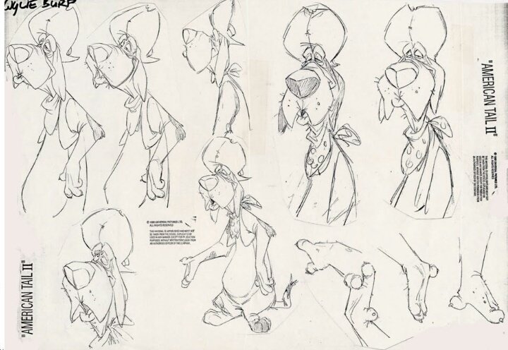 「Nice model sheets and rough drawings from "An American Tail:」Down the ...