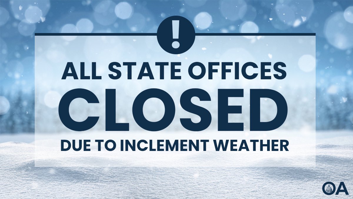 Office Closed Sign Due To Weather