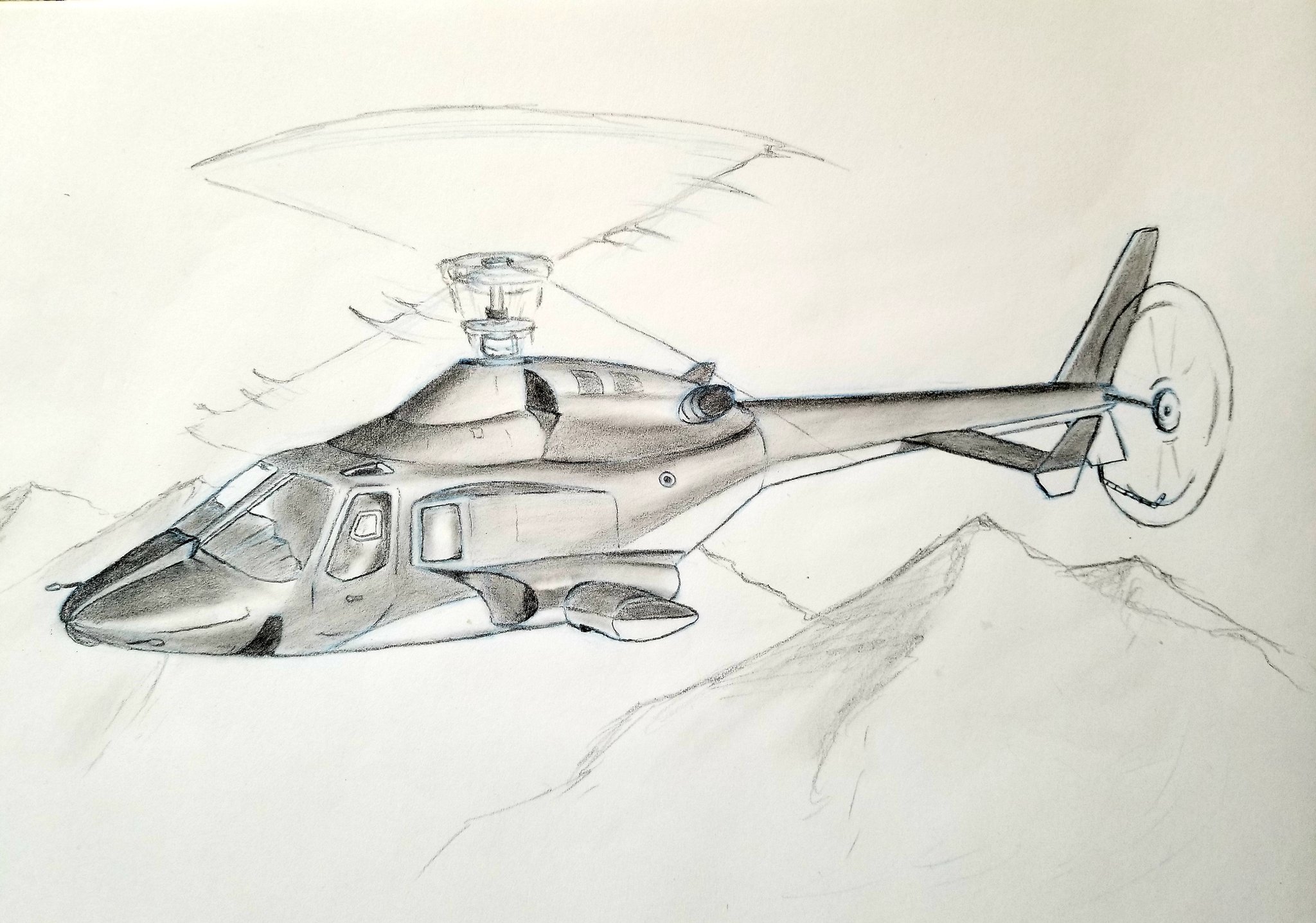 Helicopter Pencil Drawing