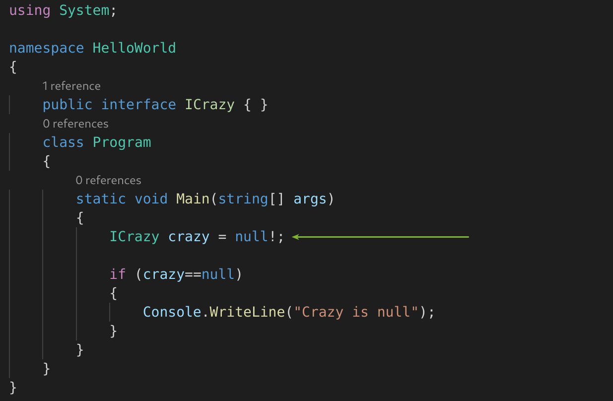 dani herrera @ ~ on Twitter: "With c# null forgiving operator you can say to compiler that null ...