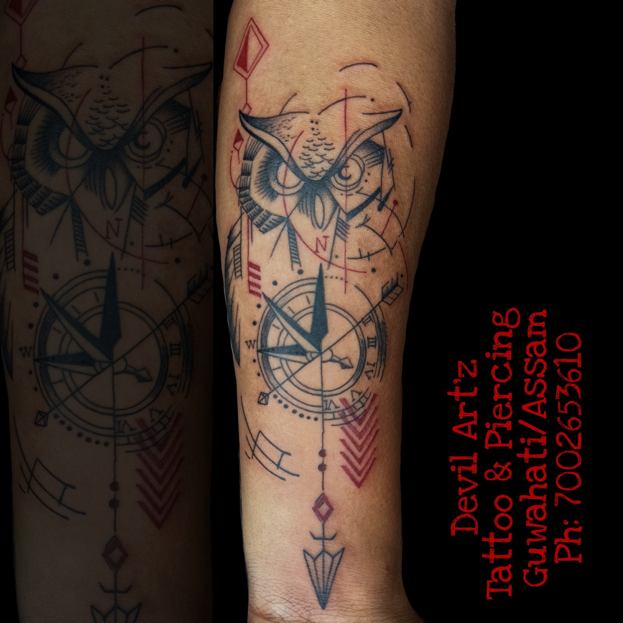 Owl Compass Tattoos