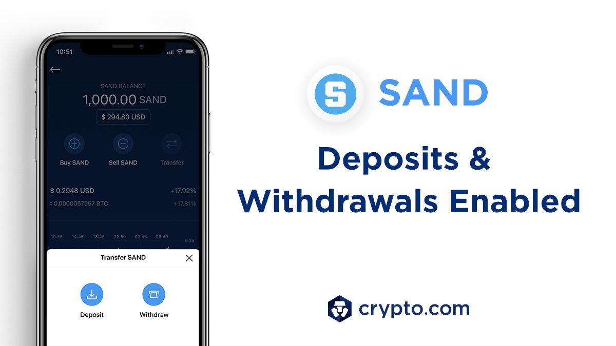 deposits and withdrawals of $SAND are now enabled on the Crypto.com App ...