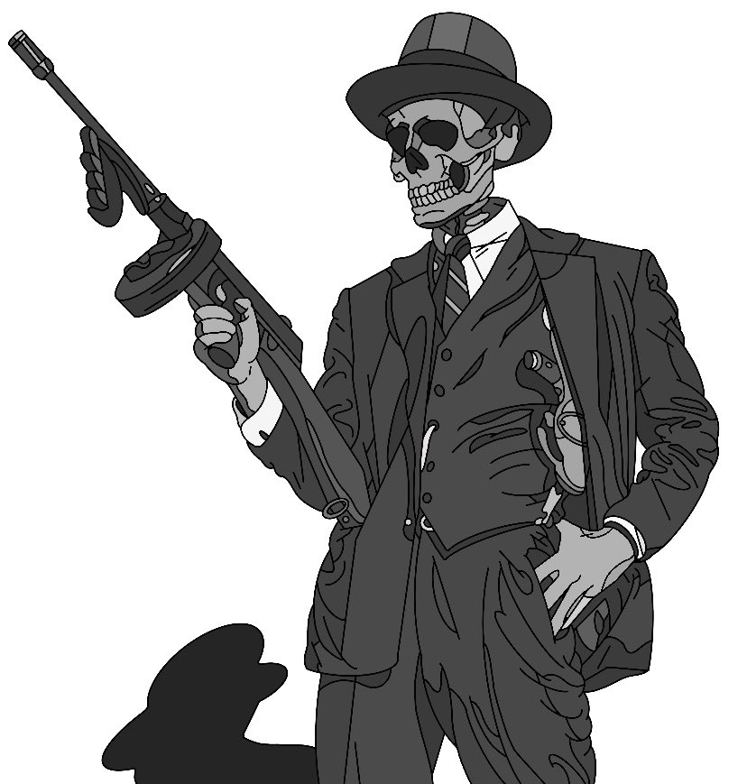 Tommy Gun Gangster Drawings