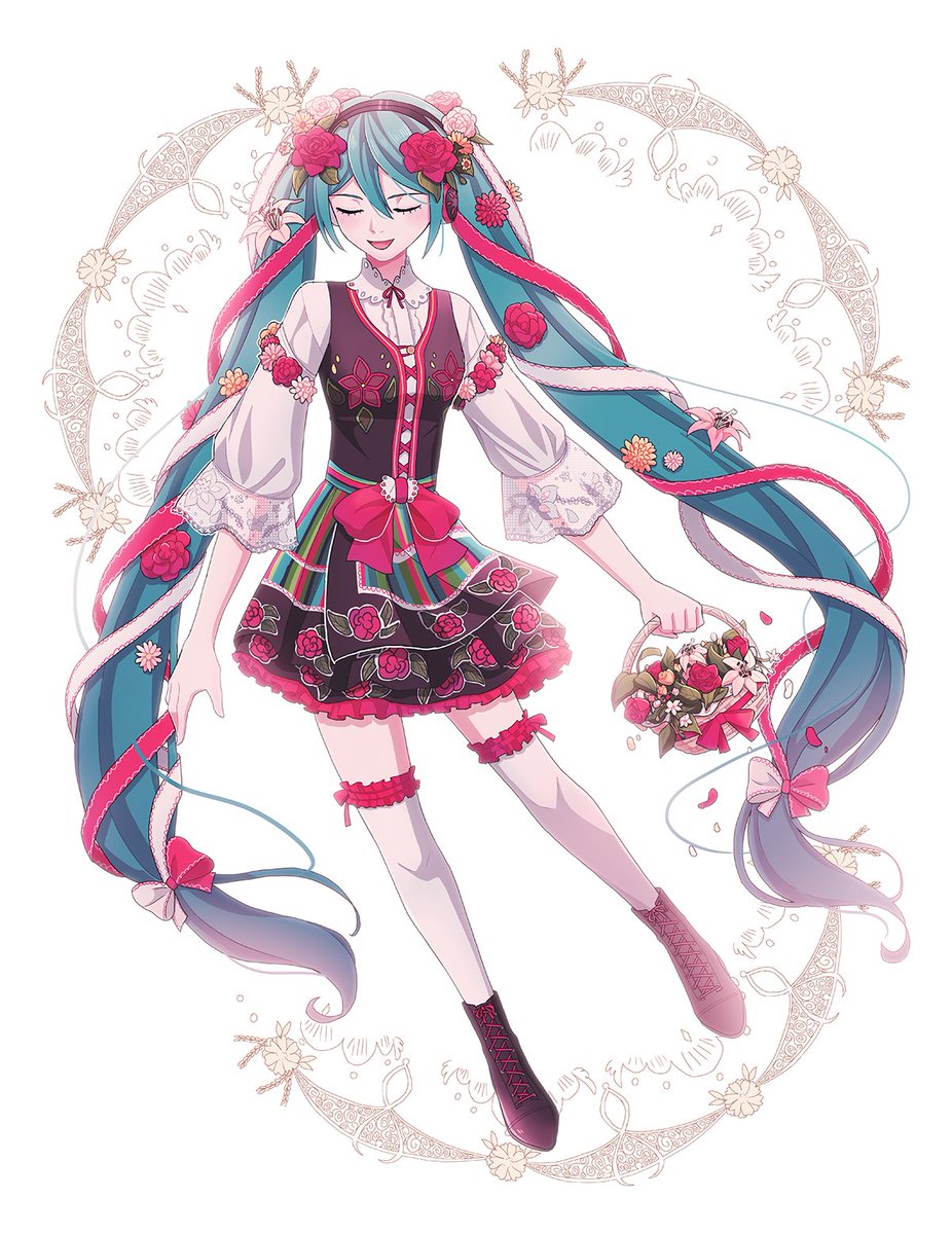 「Polish Miku! She likes picking flowers ?」|Cheer 🐶🌸 @zinesのイラスト