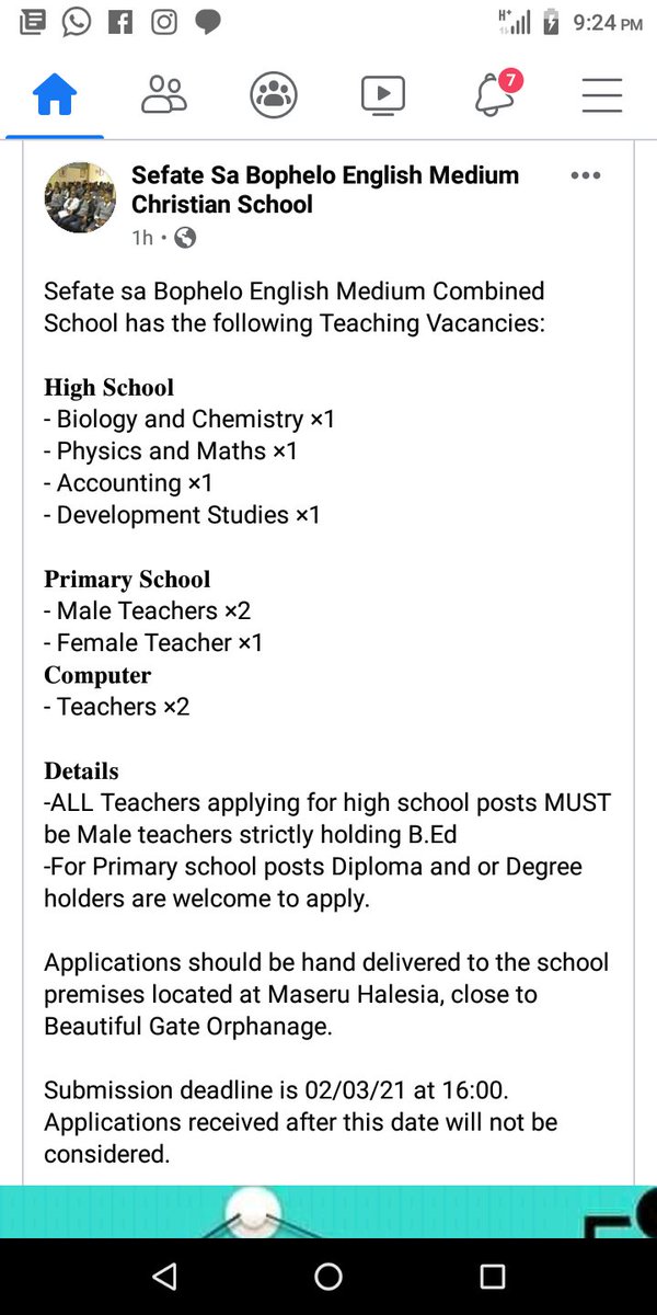 Sefate sa Bophelo English Medium School, Maseru (+266 2831 7176) Sefate sa Bophelo English Medium School, Maseru (+266 2831 7176)