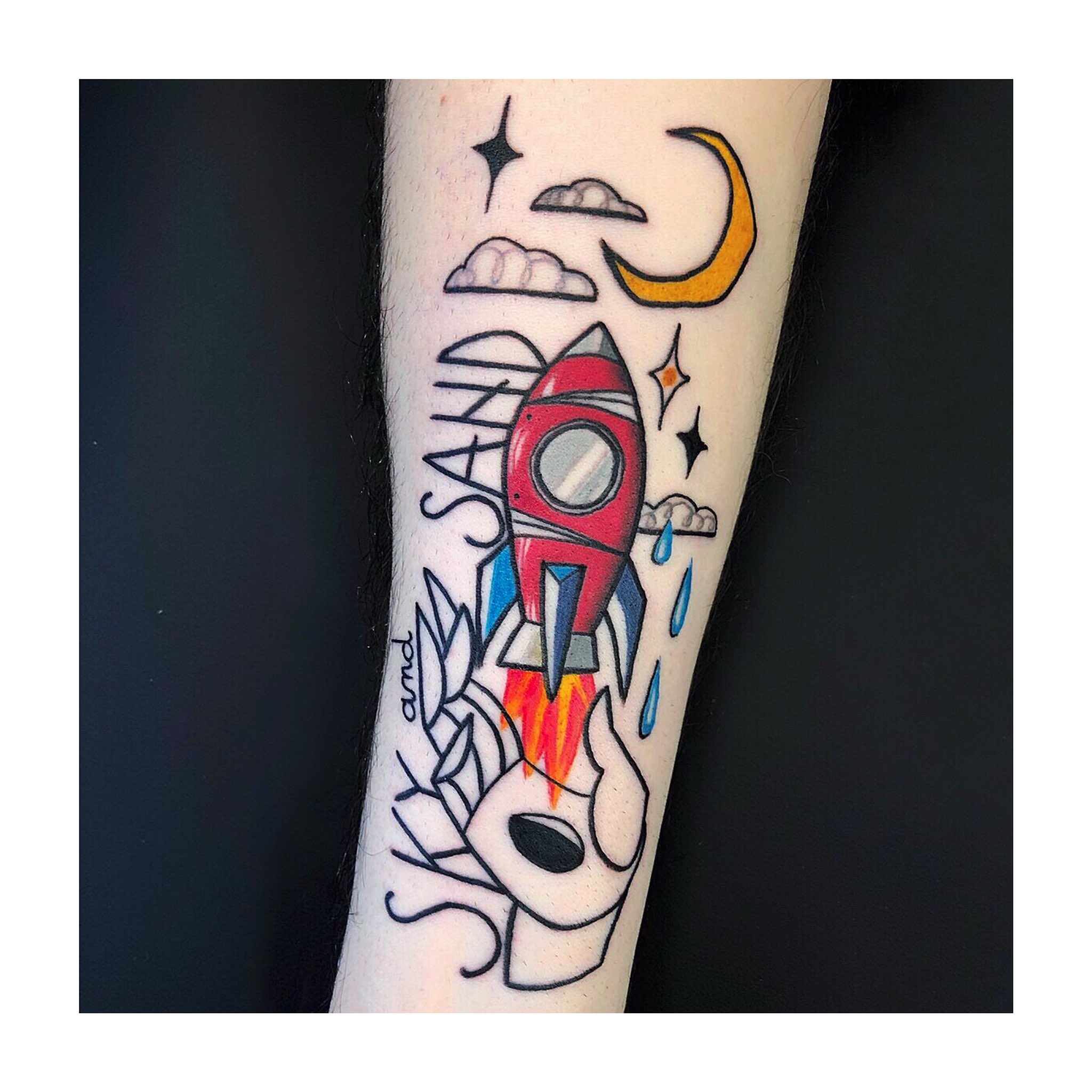 Cartoon Rocket Ship Tattoo