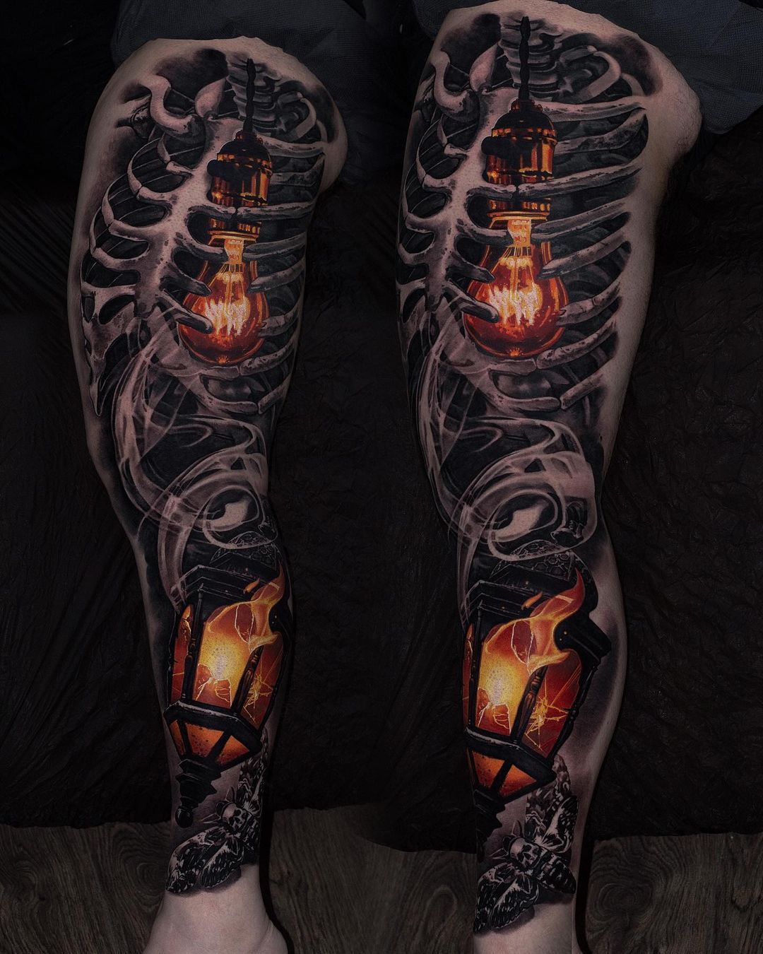 Evil Leg Sleeve Tattoos For Men