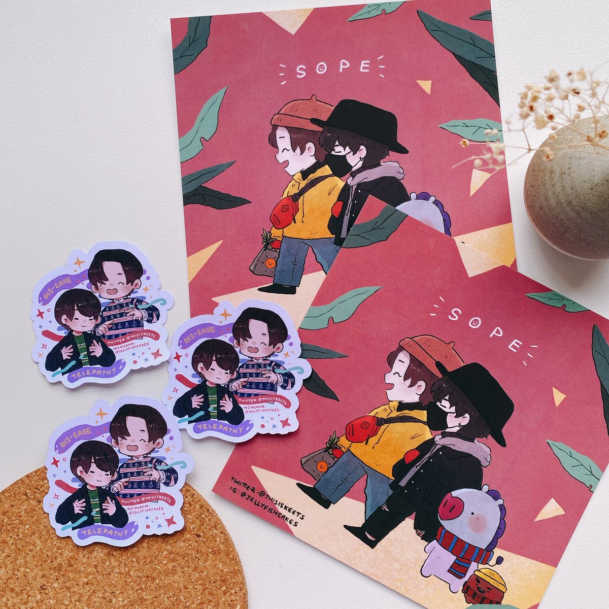 「left some sope prints & stickers at 」|pebble 🌱のイラスト