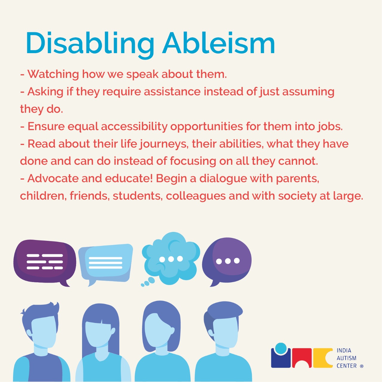 India Autism Center on Twitter: "Ableism is not just a way of speaking. It is a way of thinking ...