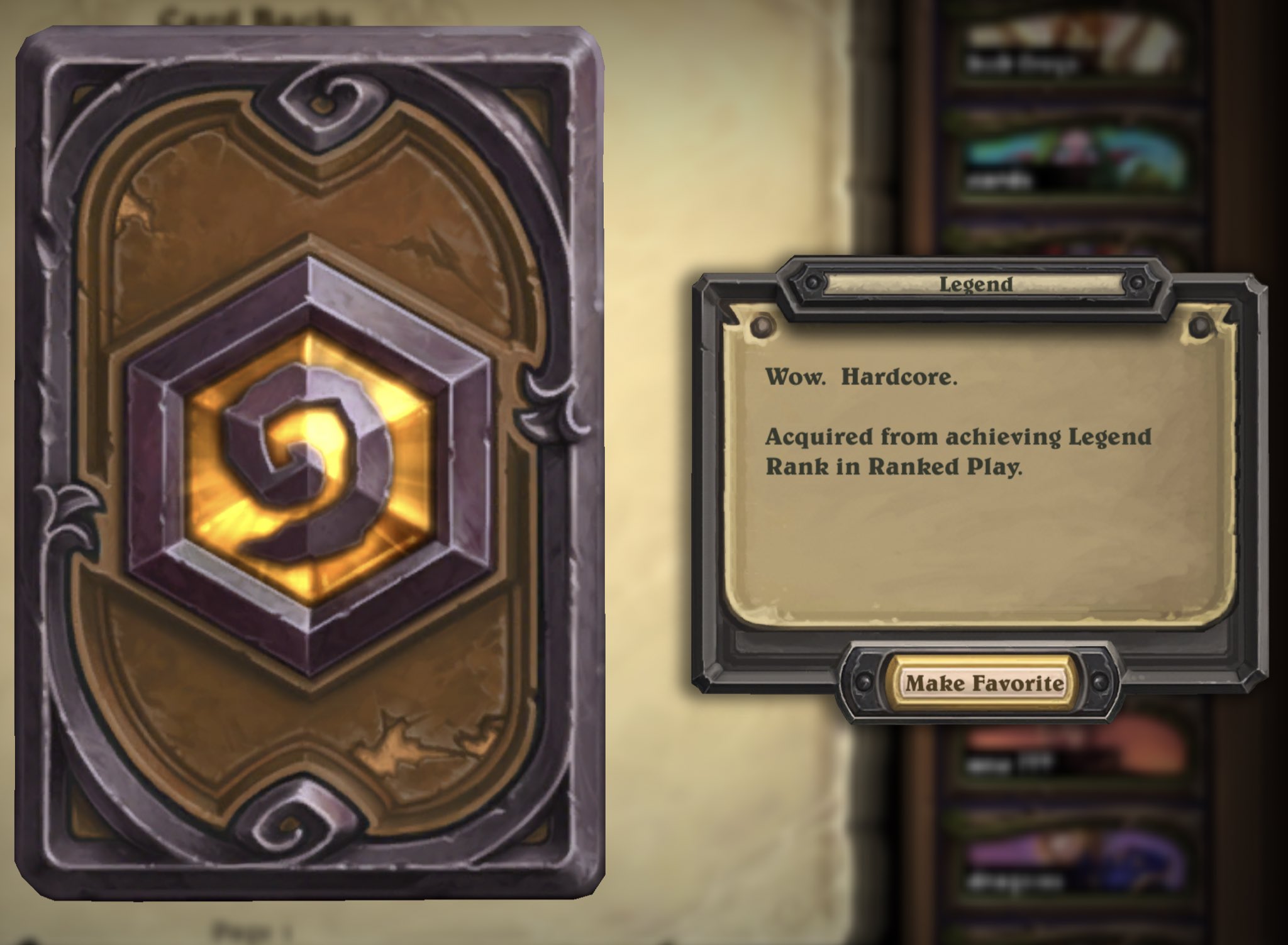 Hearthstone Legendary Card Back