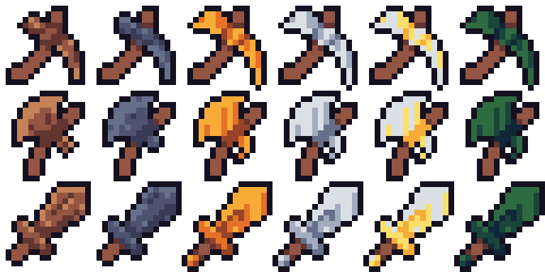 Minecraft Gold Pickaxe Pixel Art