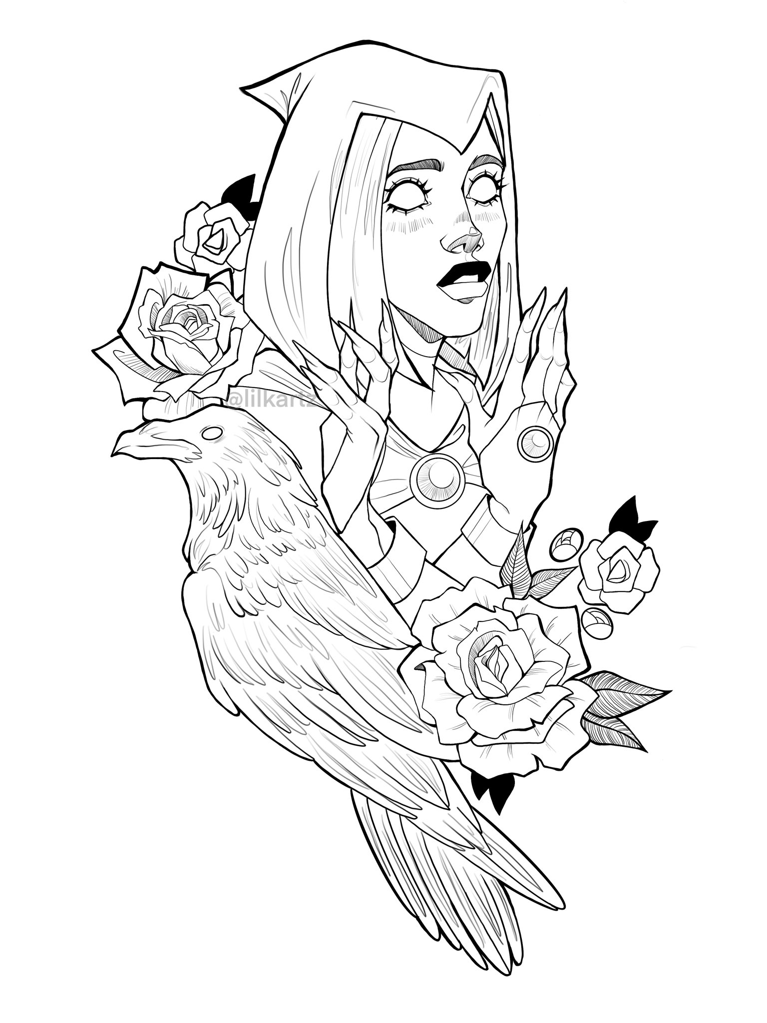 Raven Tattoo Sketch