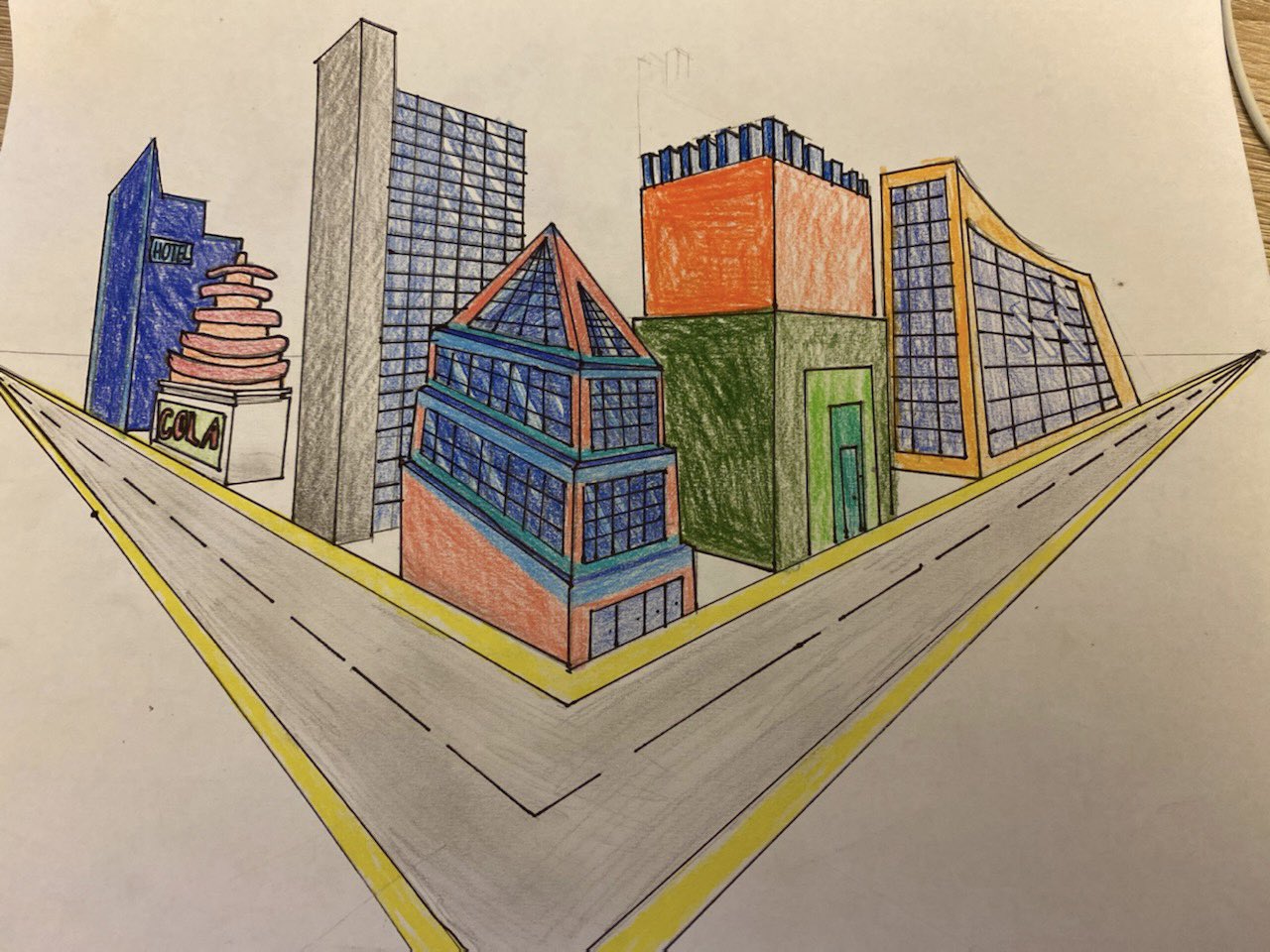2 Point Perspective City Drawing