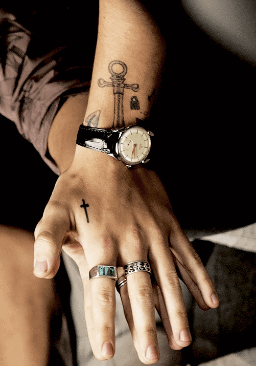 Harry Styles Cross Tattoo On Hand