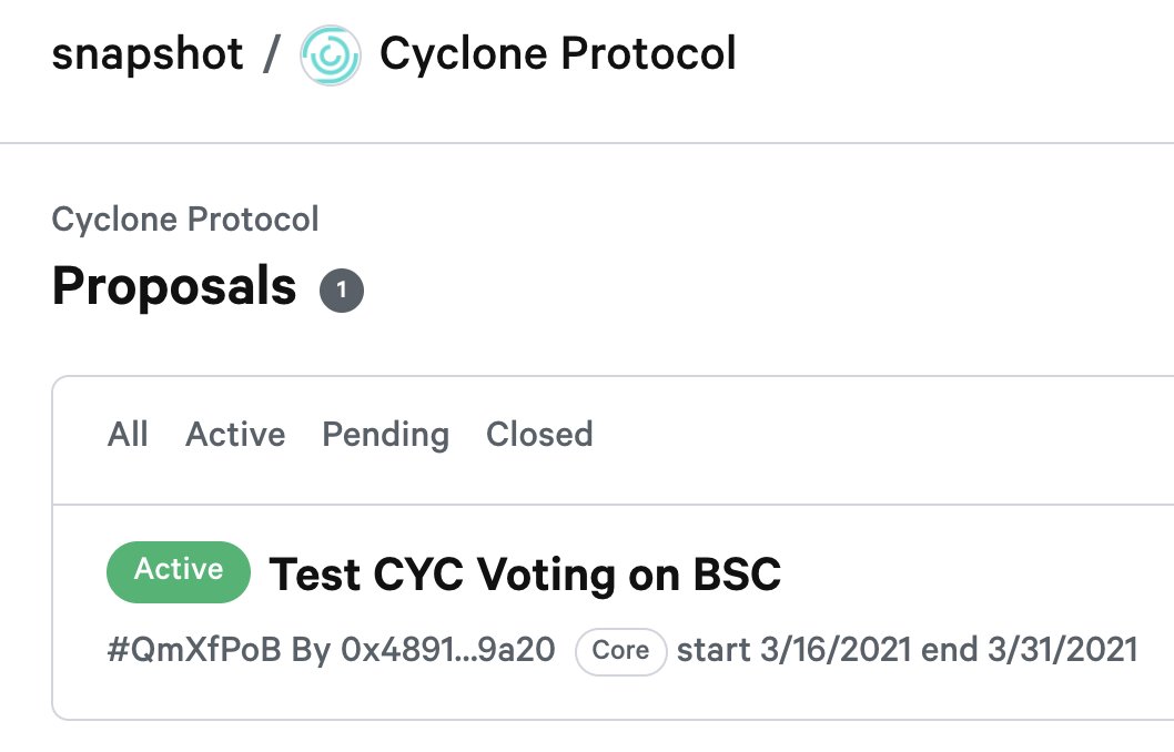 Cyclone Protocol on Twitter: "While building the gov DAO, we've decided to use @SnapshotLabs NOW ...