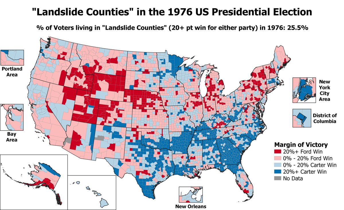Landslide Counties in 1976 and 2020 : r/USElectionMaps