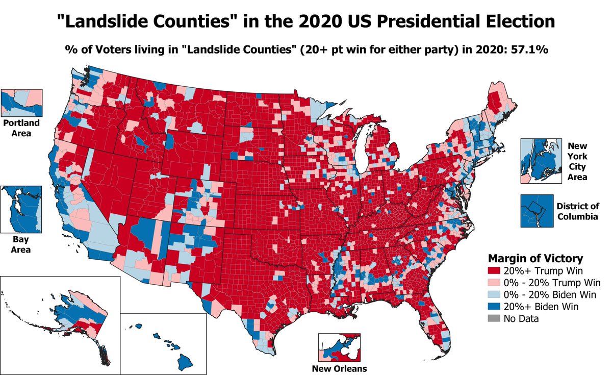 Landslide Counties in 1976 and 2020 : r/USElectionMaps