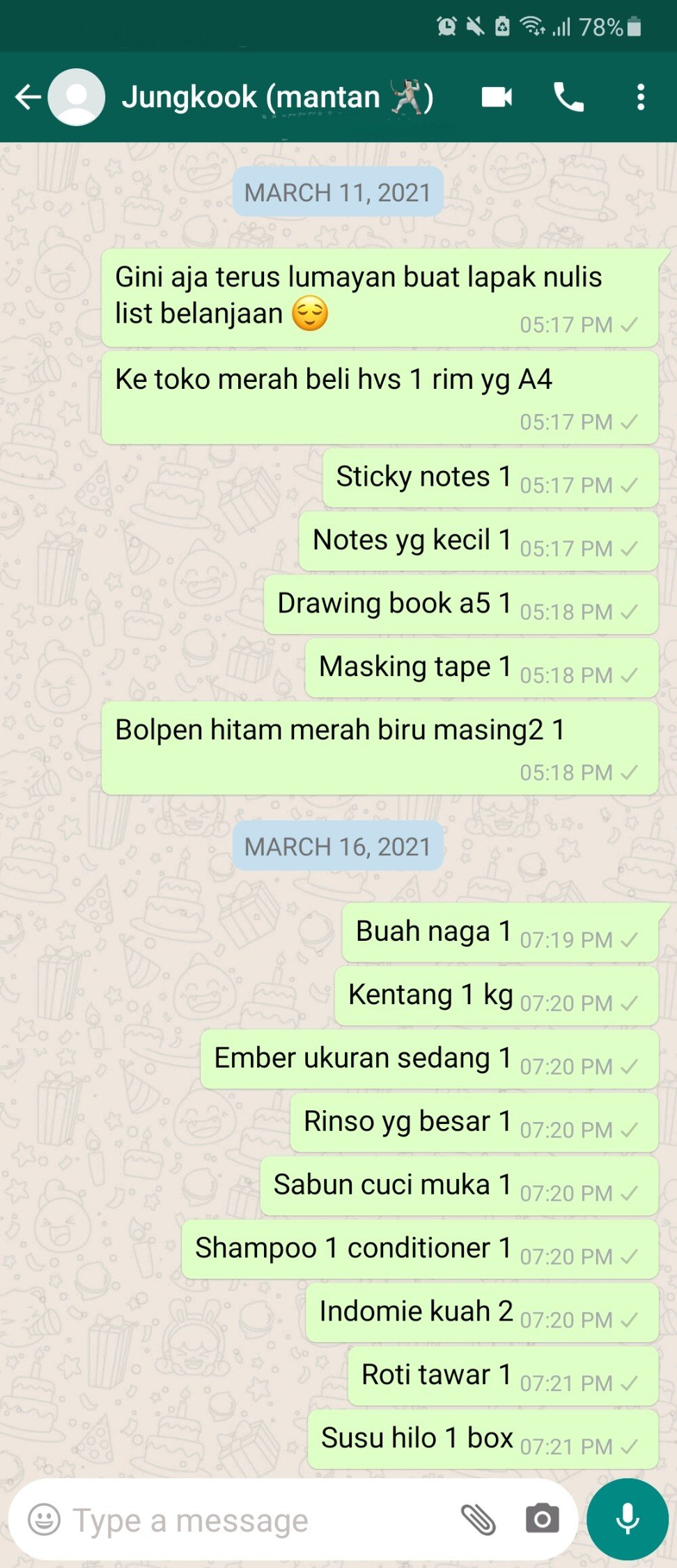 v. on Twitter: "ㅡjikook two tweet au "Mantan🤺" series. Roomchat mantan = lapak buat naro list ...