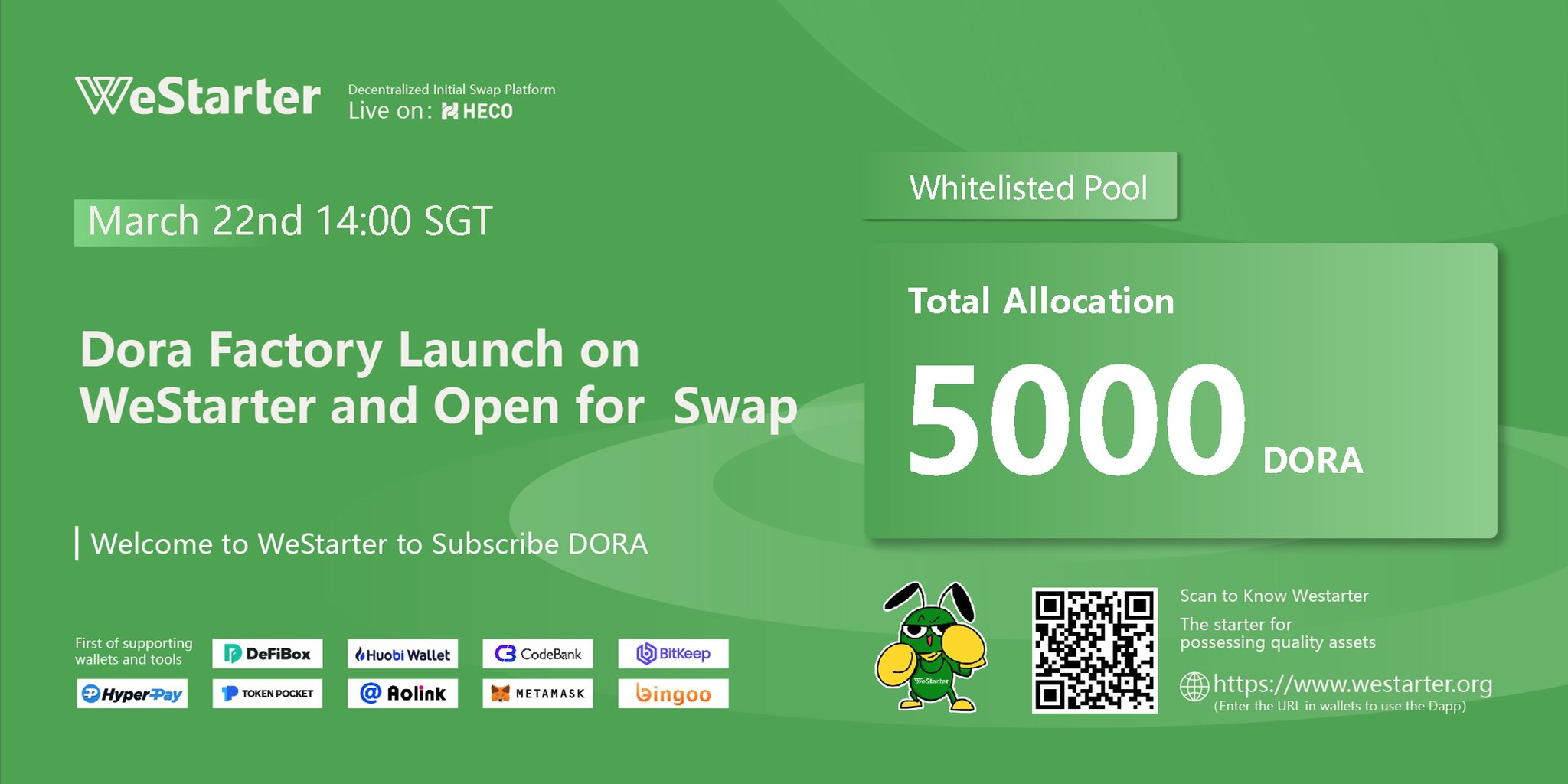 WeStarter on Twitter: "#WeStarter our next IDO @DoraFactory Whitelist application is open for ...