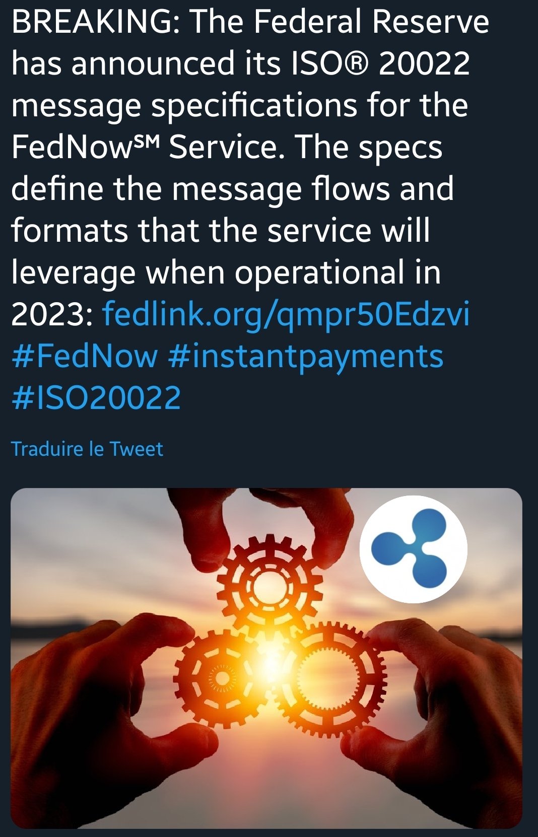 FRB Services on Twitter: "BREAKING: The Federal Reserve has announced its ISO® 20022 message ...