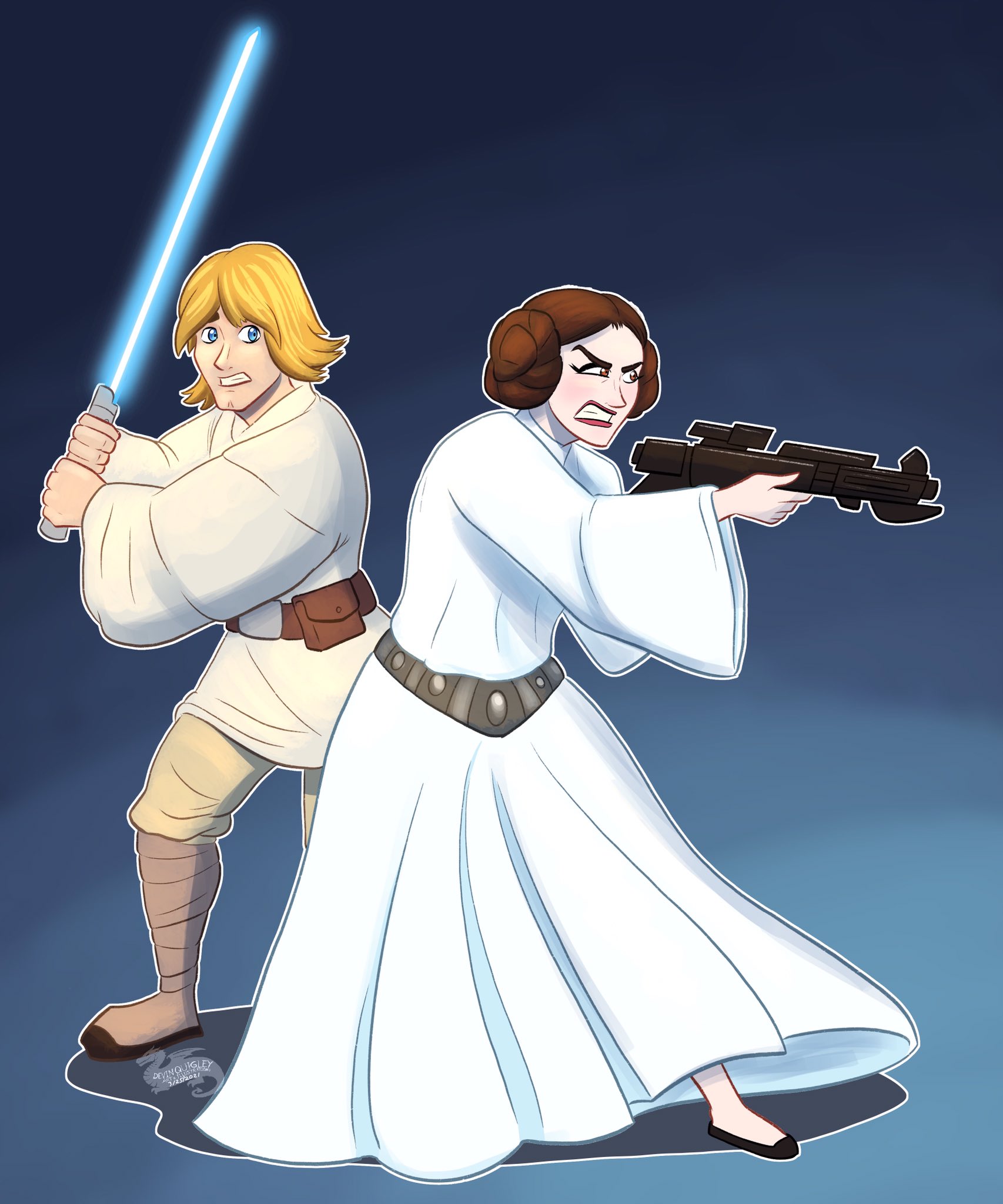 Princess Laya And Luke Skywalker Cartoon Star Wars Thoughts