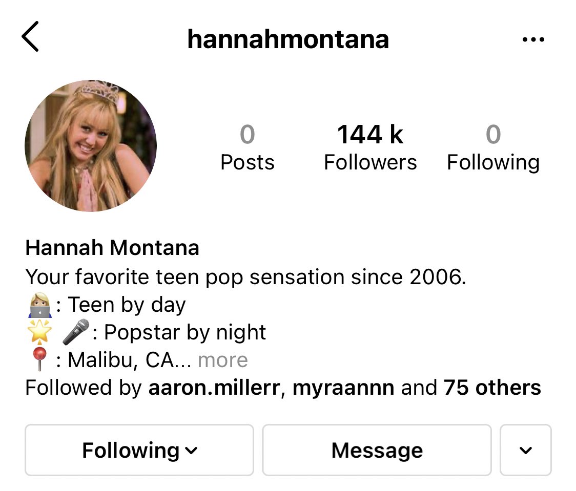 Hannah Montana Instagram