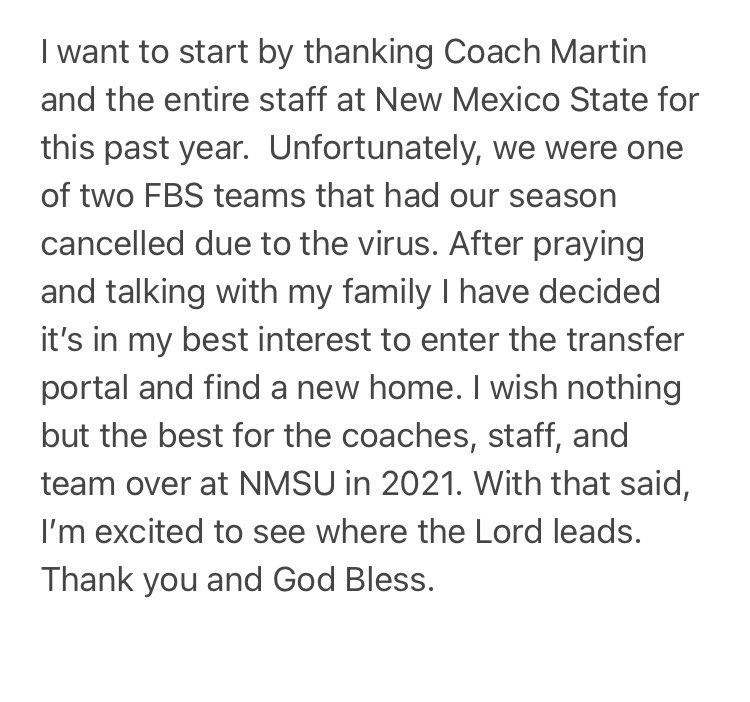 New Mexico State WR Joshua Moran has entered the transfer portal : r/CFB