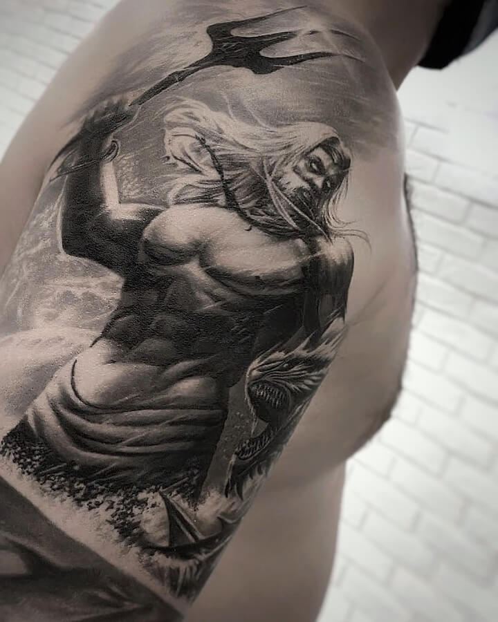 Neptune Statue Tattoo