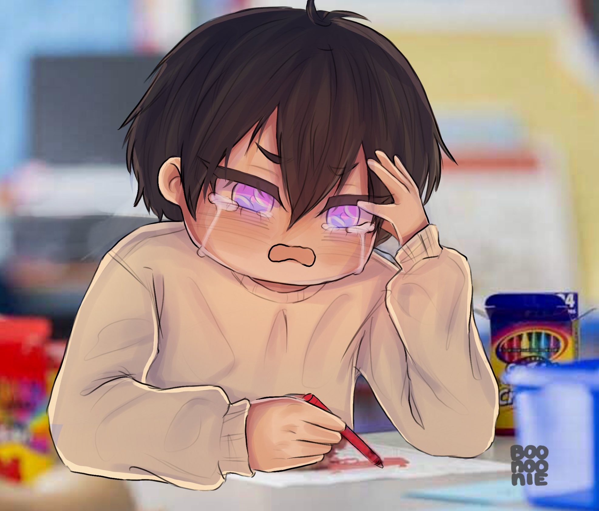 Anime Chibi Doing Homework