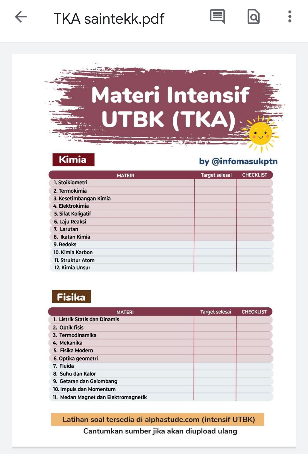 tata on Twitter: "MATERI YANG SERING KELUAR DI UTBK TPS & TKA SAINTEK" / Twitter