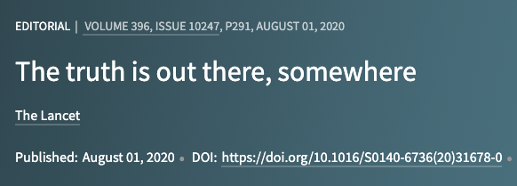 "The truth is out there, somewhere." Excellent editorial published ...