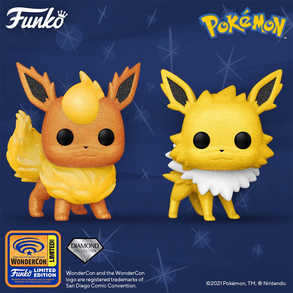 Merchandise Pokémon: figuras Funko de Jolteon y Flareon, prototipo de ...