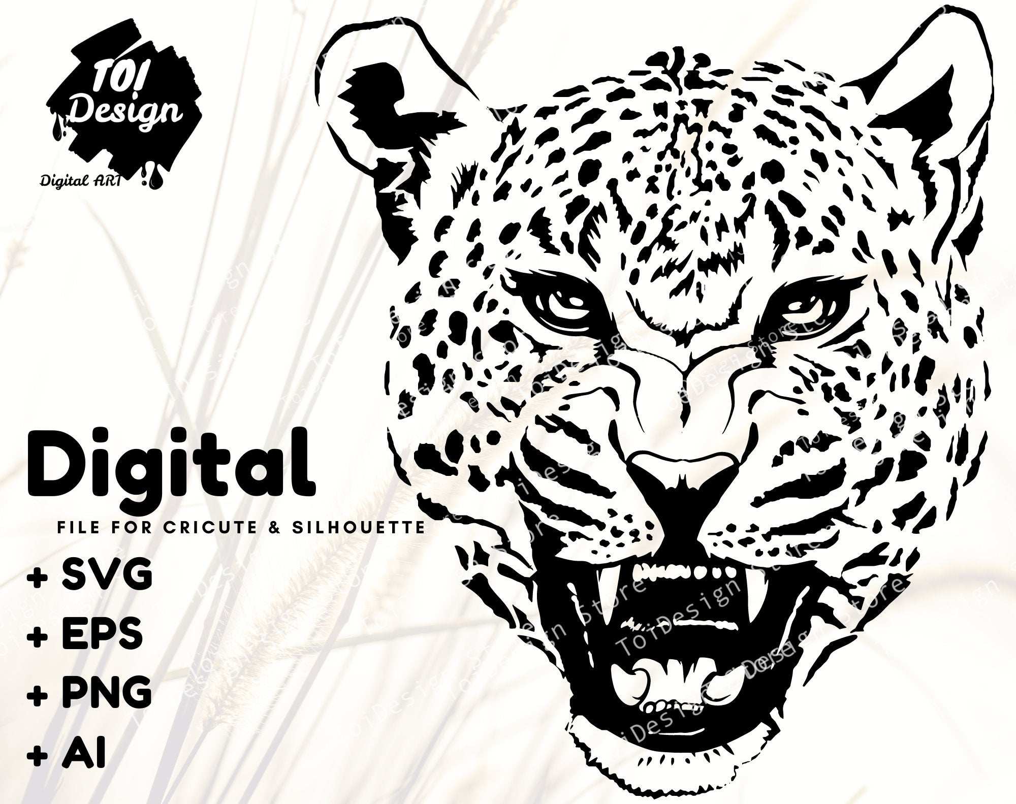 Leopard Face Stencil