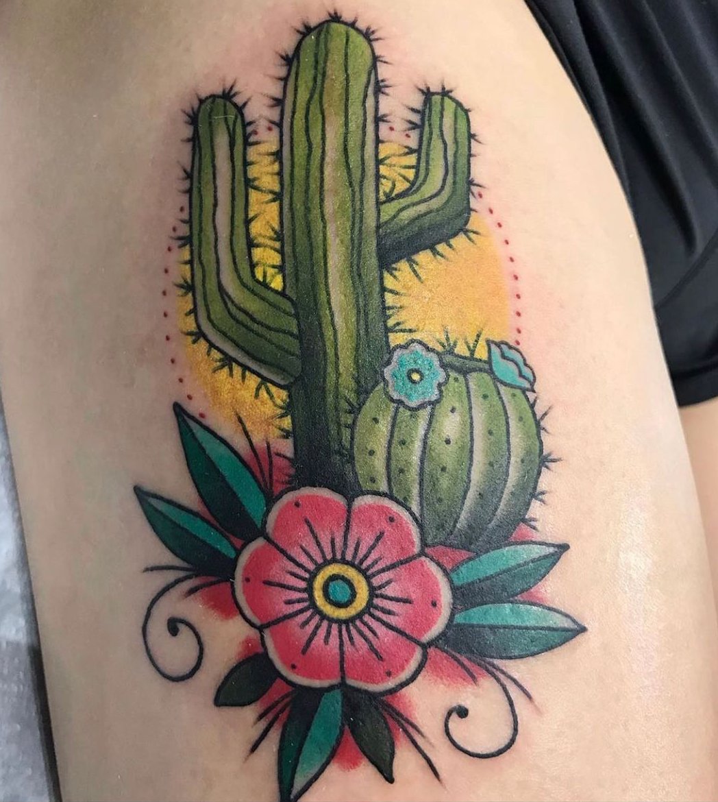 Desert Cactus Flower Tattoo