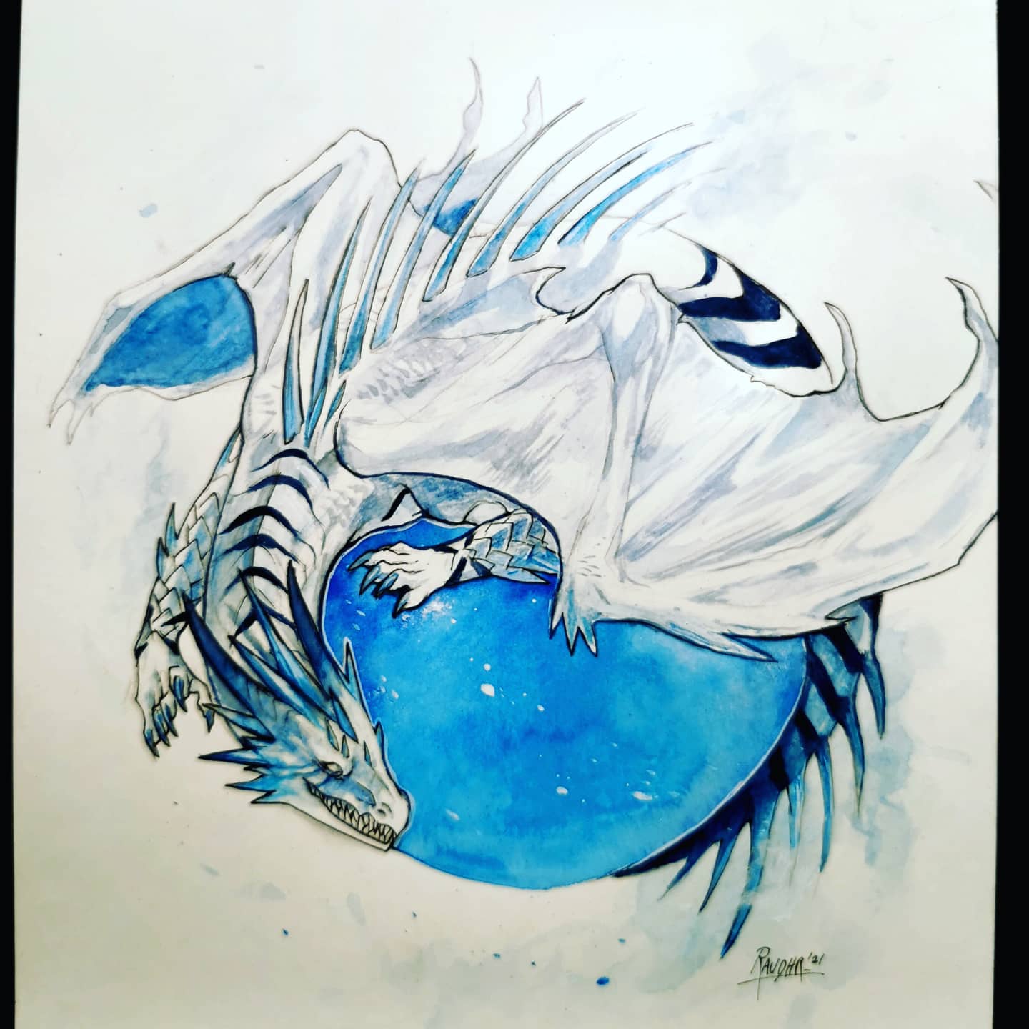 Mythical Ice Dragons Drawing