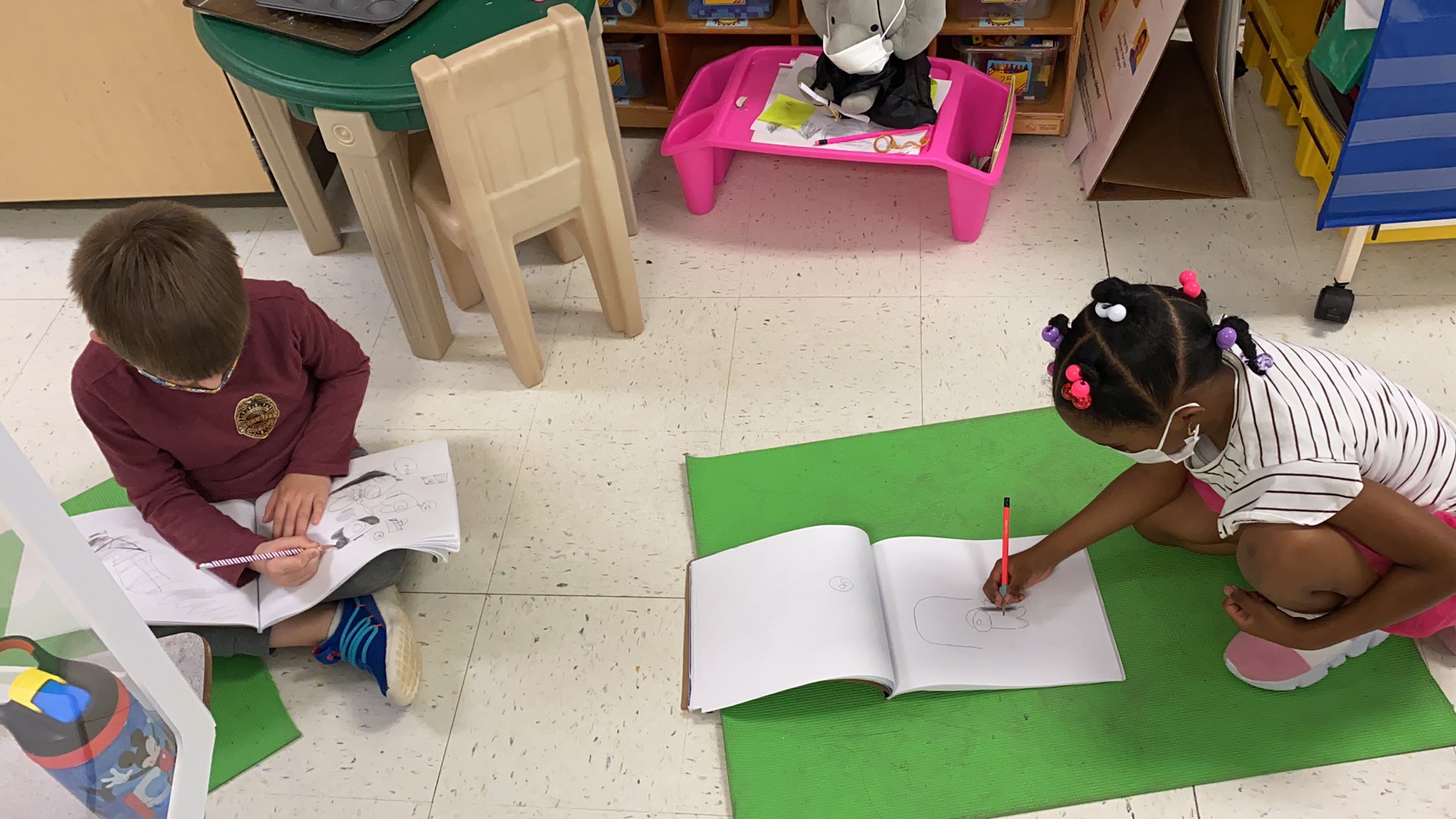 Old Pointe Art on Twitter: "Sketchbook time in kindergarten. One friend ...