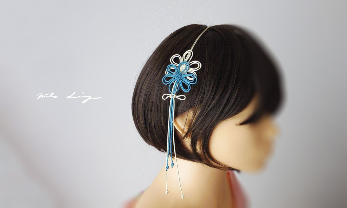 nuta design on Twitter: "【新作/2021.4.14.】髪に花を飾ることの素朴、きよらかさ。日々をかざる、美しいもの。 カチューム「冴エウタフ爽」（アイボリー×縹 ...