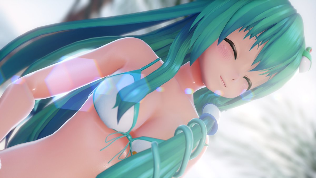 8THMMD on Twitter: "早苗さんで「君の彼女」。2コーラス目は守矢神社にシーンチェンジします。 ビキニ姿で靴下とローファー。これをやりたいがために今の動画を作っていると言っても ...