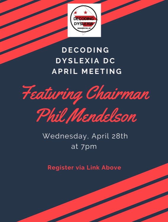 Decoding Dyslexia Washington DC on Twitter: "🚨📅Join us for our April Meeting, 4/28 at 7pm where ...