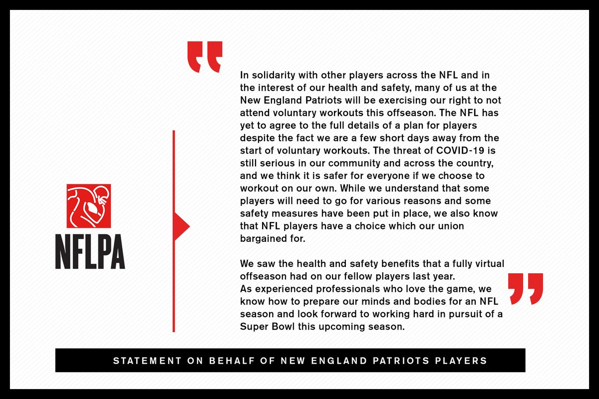 NFLPA on Twitter: A statement from the New England Patriots players : r ...
