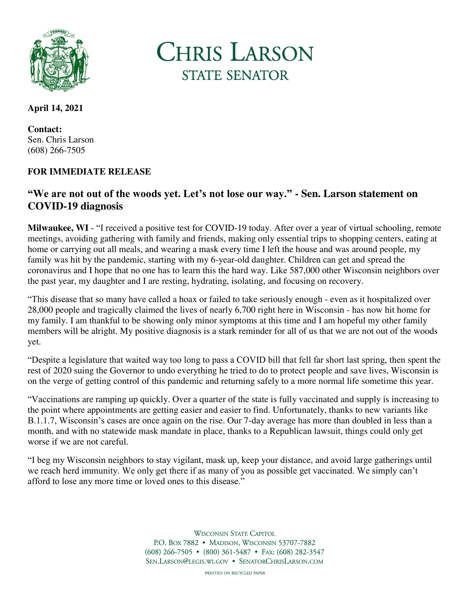 Senator Chris Larson on Twitter: Senator Chris Larson on Twitter: