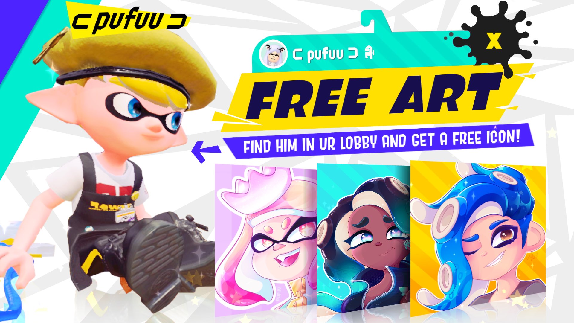 Pufuu 🐡 on Twitter: "Free Splatoon Art! Psttt if you catch me in your lobby, take a screenshot ...