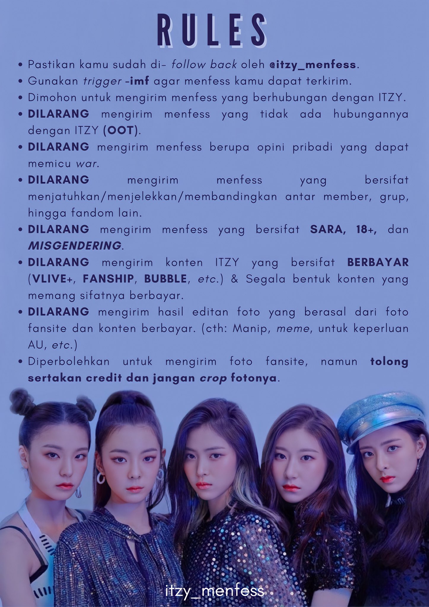 ON | ITZY Menfess on Twitter: "‼️ @itzy_menfess’ UPDATED RULES APRIL 2021. https://t.co ...