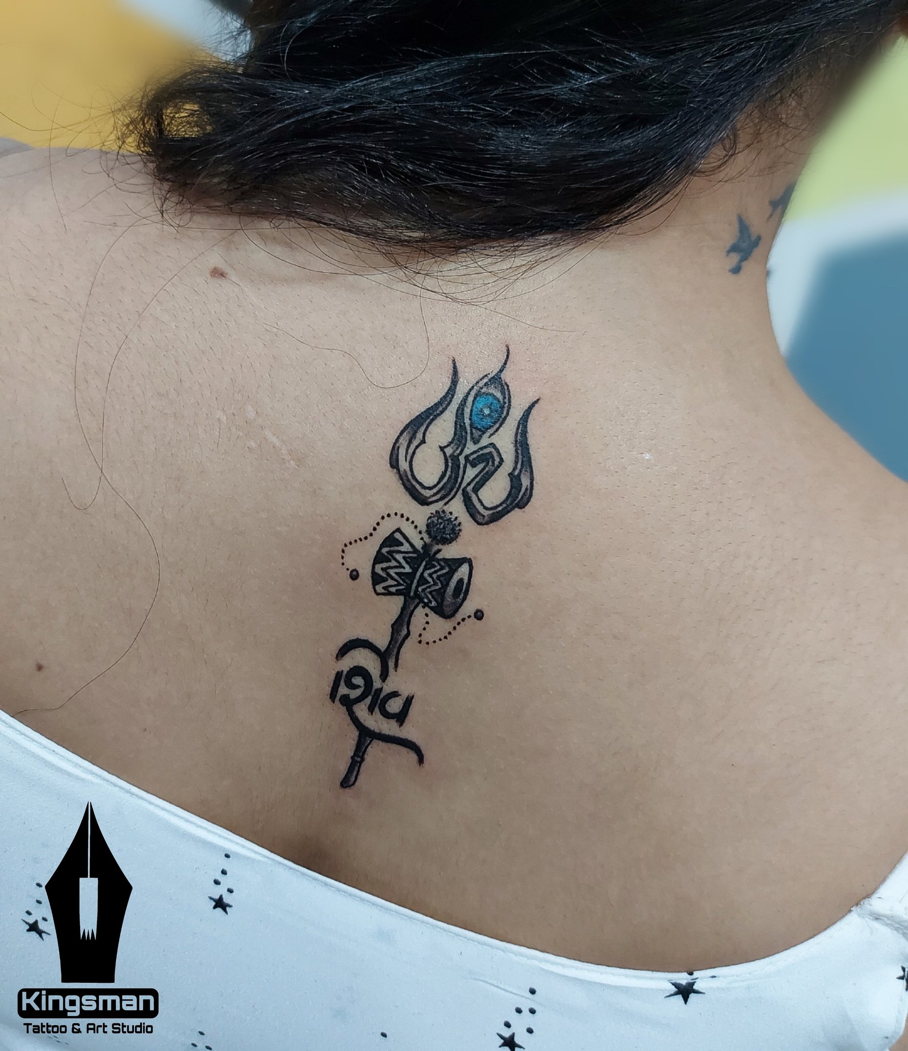 Trishul Tattoo On Neck Shiv Trishul With Eye Combo Tattoo Men And