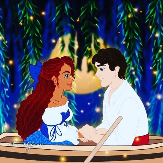 Ariel And Eric In Boat About To Kiss